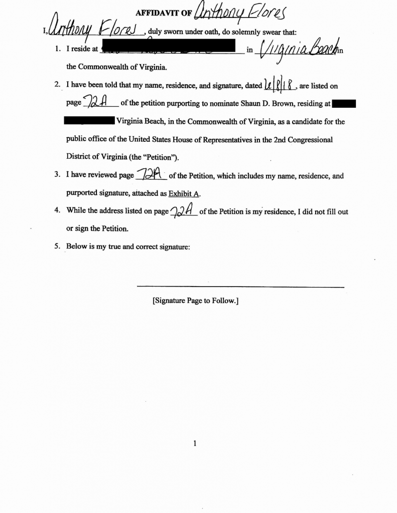 Affidavit of Anthony Flores-1 - Democratic Party of Virginia
